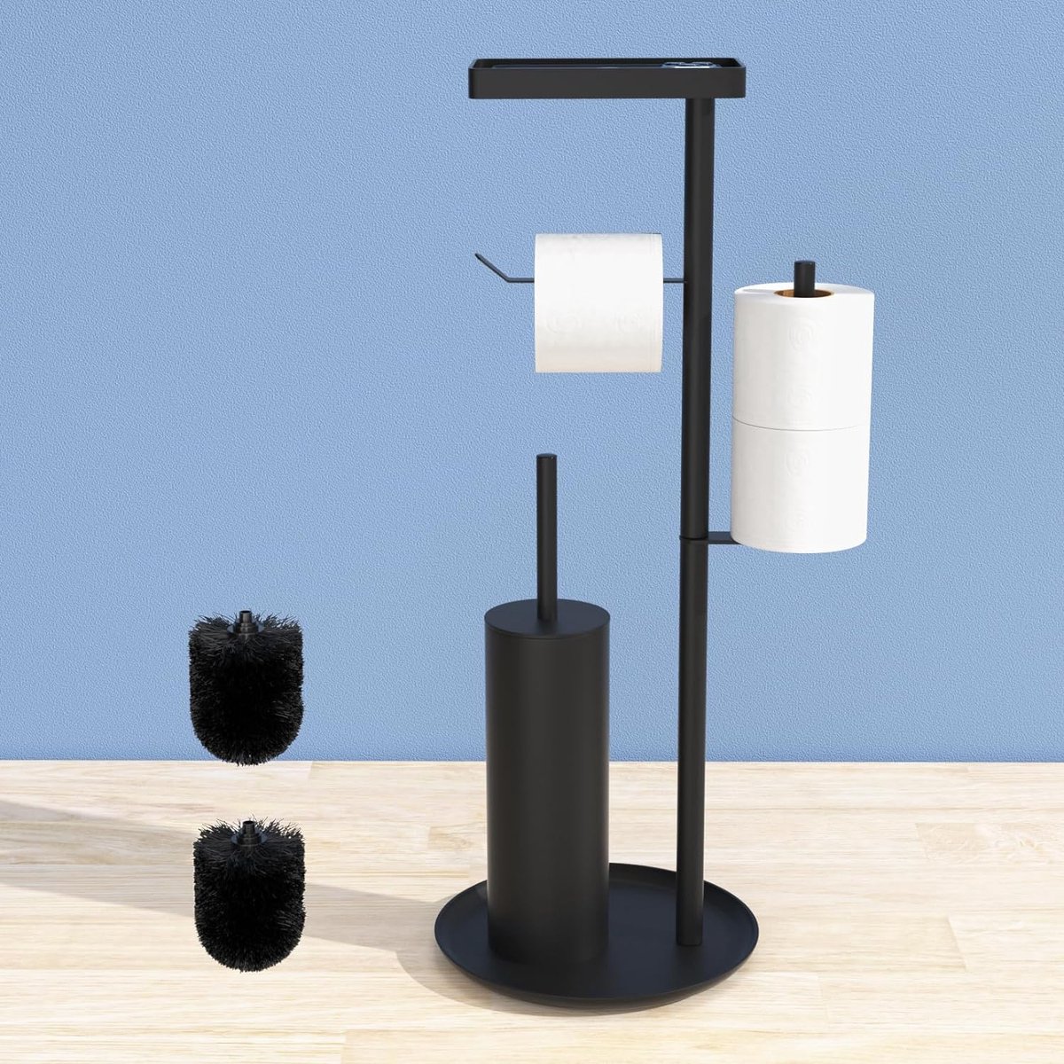 RVS Toiletrolhouder Staand met Toiletborstel - Toiletrolhouder met Doos ...