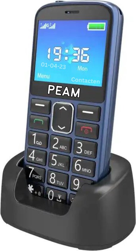 PEAM Senioren Mobiele Telefoon 4G - Blauw - Noodknop - 4G - Senioren ...