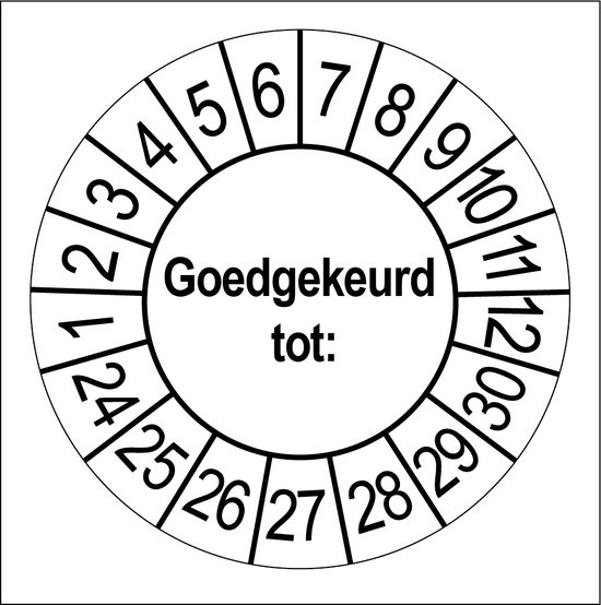 50 Keuringsstickers Goedgekeurd tot - Rond 35 mm jaartal 24 tot 30 | bol