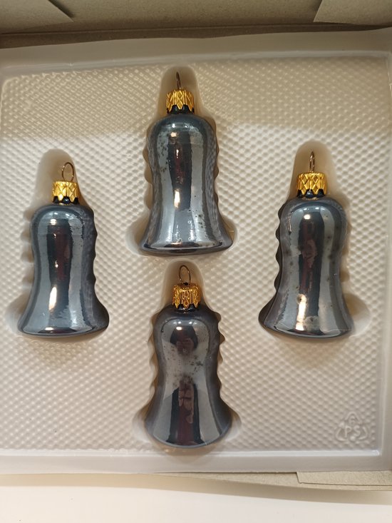 Kersthanger - Kerstklok - Blauw - Glas - 4 stuks - 7.5 cm | bol