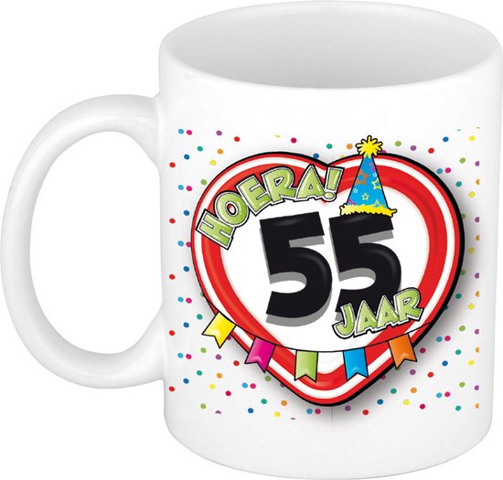 Bellatio Decorations Verjaardag cadeau mok leeftijd 55 jaar - hartje ...