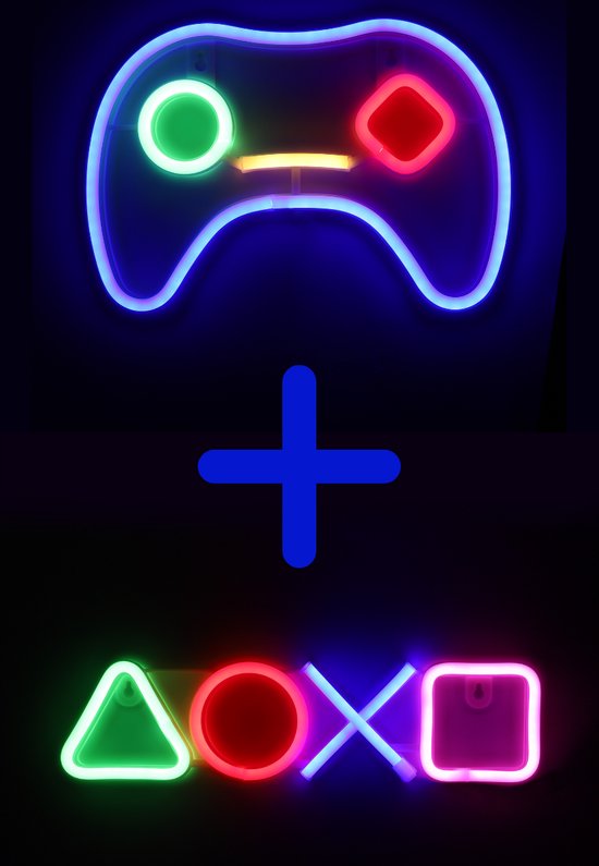 Neon Lamp - Game Controller Blauw + Buttons - Incl. 6 Batterijen - Neon ...