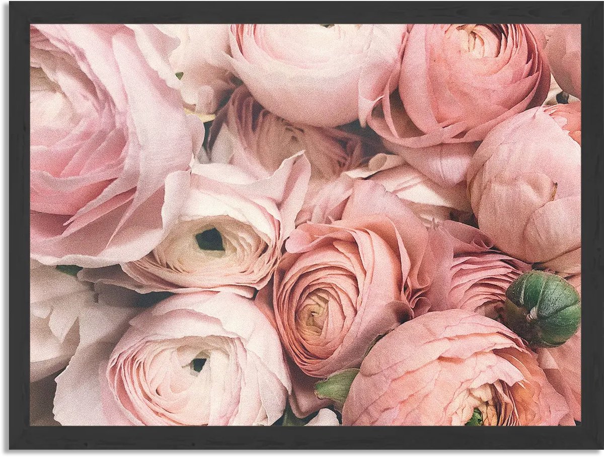 Poster Roze Rozen Boeket Rechthoek Horizontaal Met Lijst M (40 X 30 CM ...
