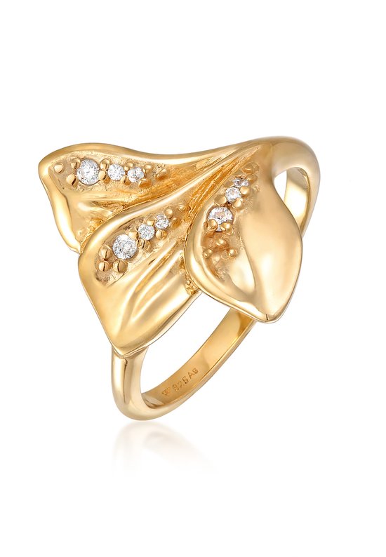 Elli Dames Ring Dames Statement Bladeren Organisch Ontwerp met Zirkonia ...