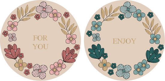 For You Stickers - Enjoy Sticker - Flower Field Gold - Pink/ Blue ...
