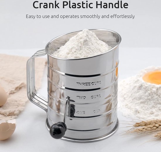 Roestvrij staal 3-kops bloemzeef met 4 draads roerwerk voor snel zeven ...