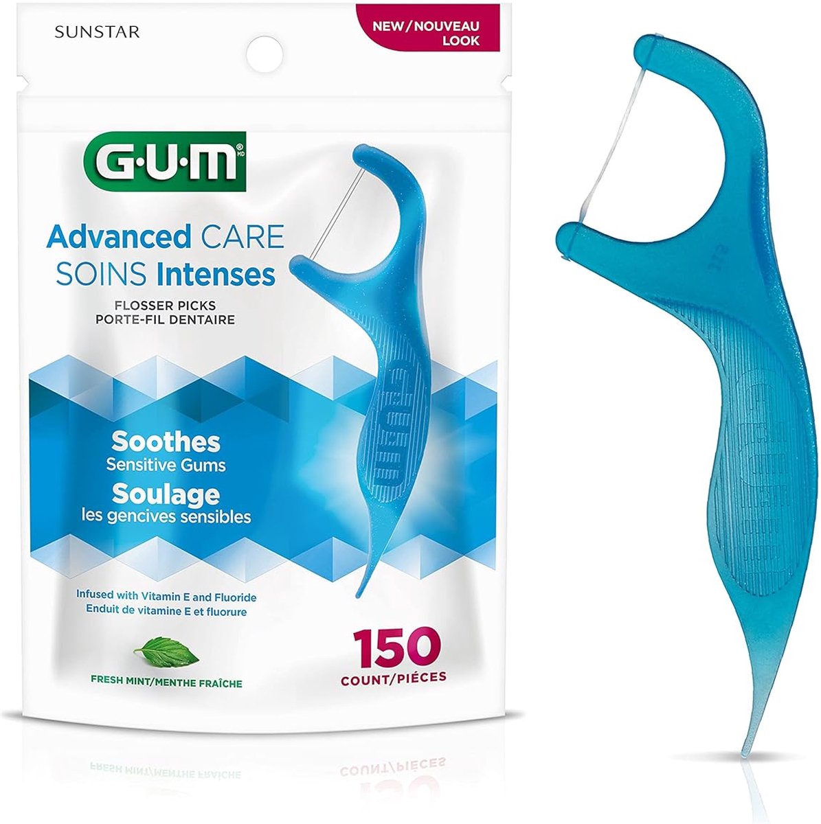 GUM Advanced Care Flossers - Flosdraad - Floss Picks - Fresh Mint - 150 ...