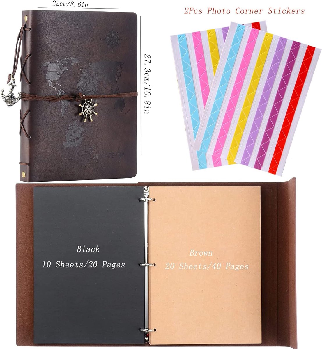 Ringband fotoalbum plakalbum diy vintage scrapbook wereldkaart album ...