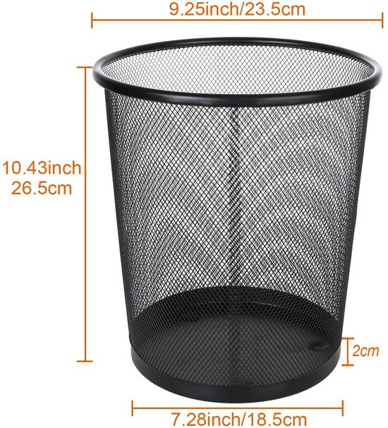 SENENQU Pack of 3 Metal Waste Paper Bin, 12 L, Office Rubbish Bin ...