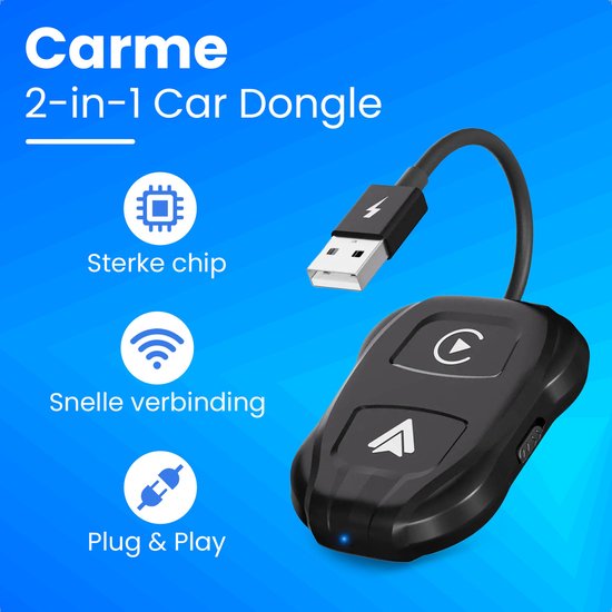 Carme Luxe 2-in-1 Car Dongle - Draadloos CarPlay & Android Auto - 2024 ...
