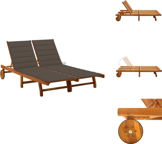 vidaXL Houten Ligbed Caribbean - 200 x 118/123 x 30/62/76/85 cm ...