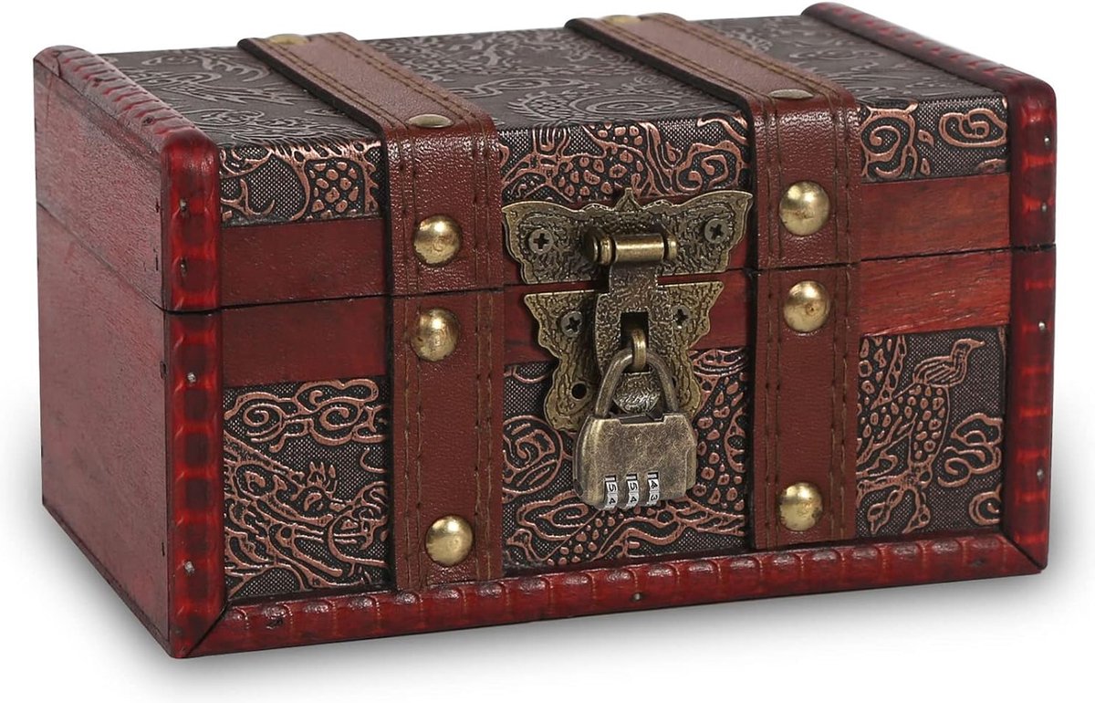 Treasure Chest with Combination Lock, Vintage Wooden Treasure Chest ...