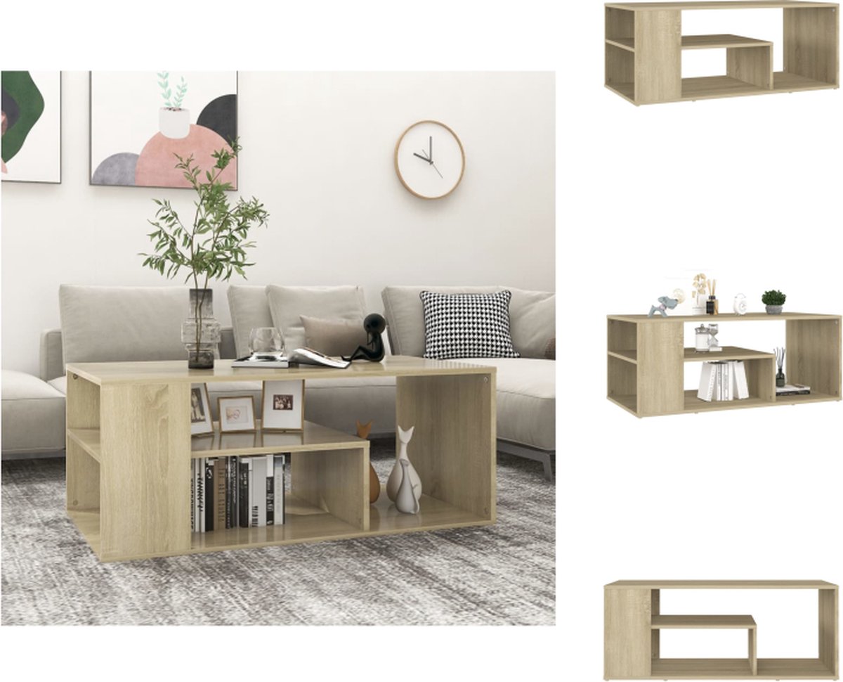 vidaXL Modern Sonoma Eiken Salontafel - 100 x 50 x 40 cm - Opbergruimte ...