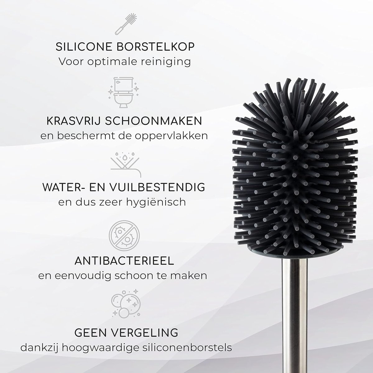 Toiletborstel Siliconen – Badkamer Toilet Brush Roestvrijstaal - WC ...