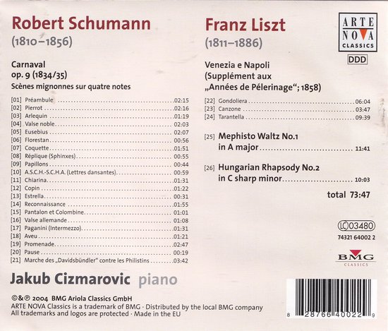 Piano Works - Robert Schumann, Franz Liszt - Jakub Cizmarovic, Jakub Cizmarovic | Muziek | bol