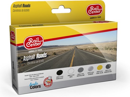 AMMO MIG R1025 Rail Center -Asphalt Roads - Acryl Set Verf set | bol