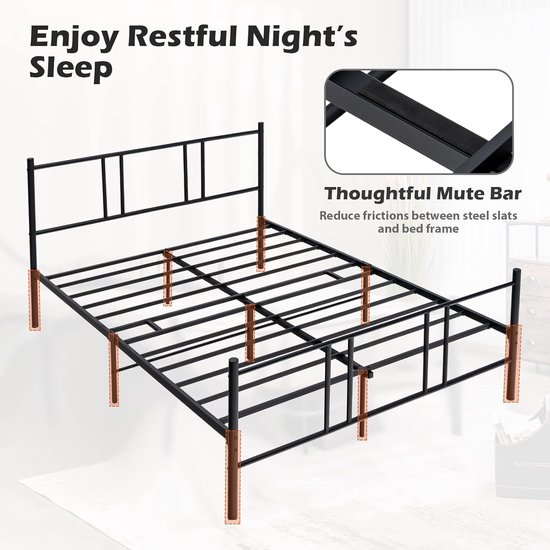 Metalen Bedframe, Modern Platform Bedframe met Hoofdbord & Voetbord ...