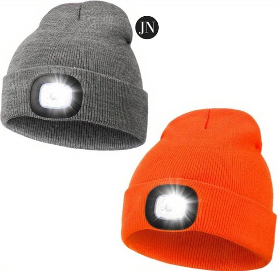 JN oplaadbare Muts met LED-verlichting - oranje - Waterdichte ...