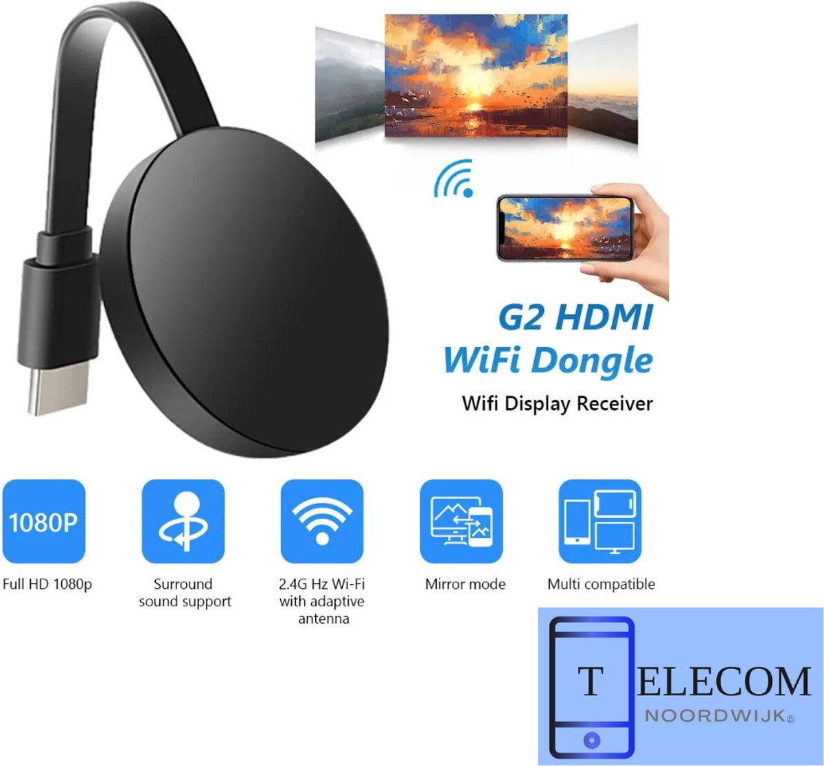 chromecast 4k -Hdmi-iOS/Windows/Android/Telefoon/Laptop Naar Monitor ...