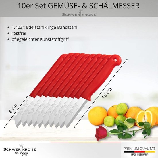 10-delige messenset, groentemes, keukenmes, schilmes van bandstaal ...