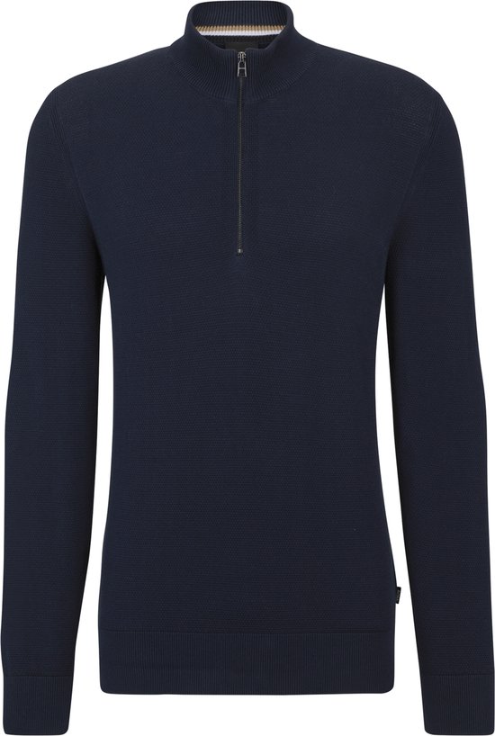 BOSS Ebrando-P Half Zip Trui Navy - Maat L - Heren - Schipperstrui | bol