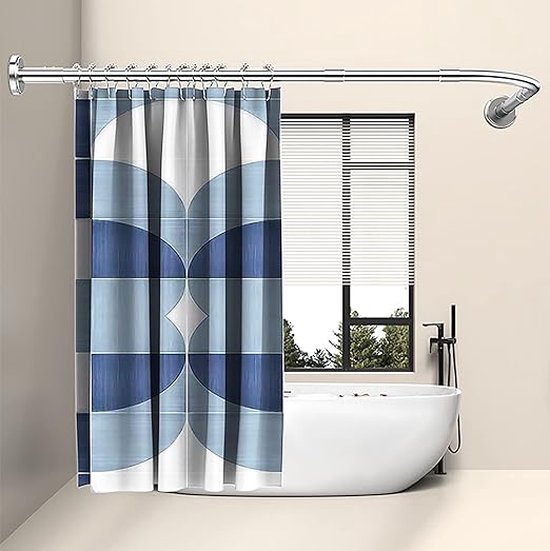 Douchegordijnstang L-vorm, incl. 24 ringen, boren moeten, 70-100 × 110 ...