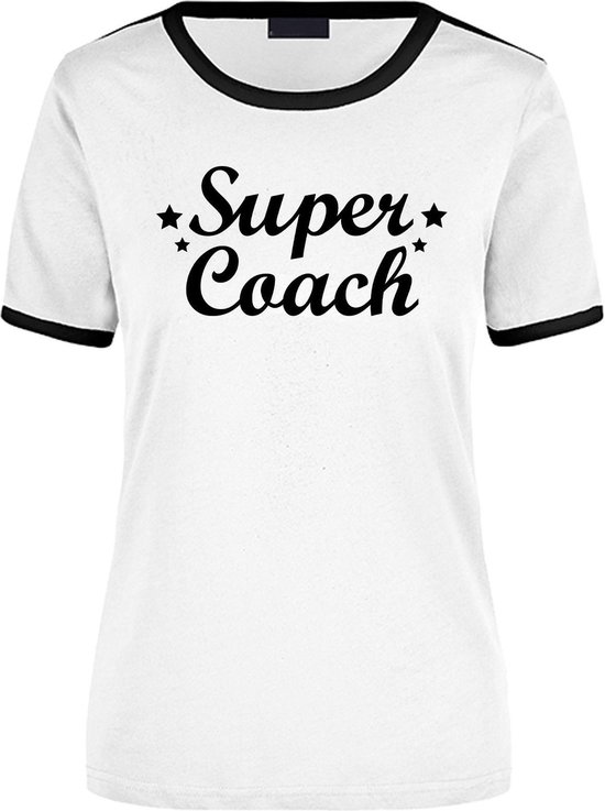 Super coach wit/zwart ringer t-shirt - dames - Einde seizoen ...