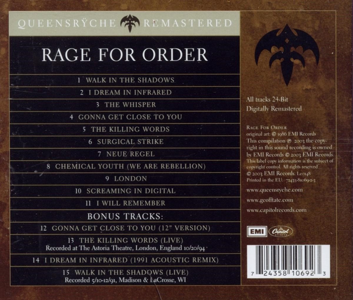 Queensryche - Rage For Order (CD), Queensrÿche | CD (album) | Muziek ...