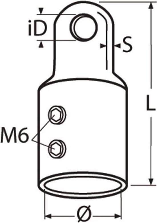 Eindkap met oog en 2x inbusschroef, 25mm RVS-316 (A4) | bol