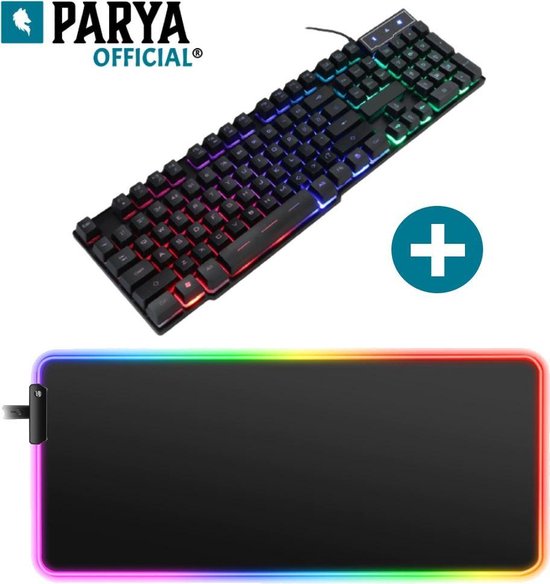Parya Official - LED Toetsenbord - LED Muismat - Gaming Set - RGB kleuren - QWERTY | bol