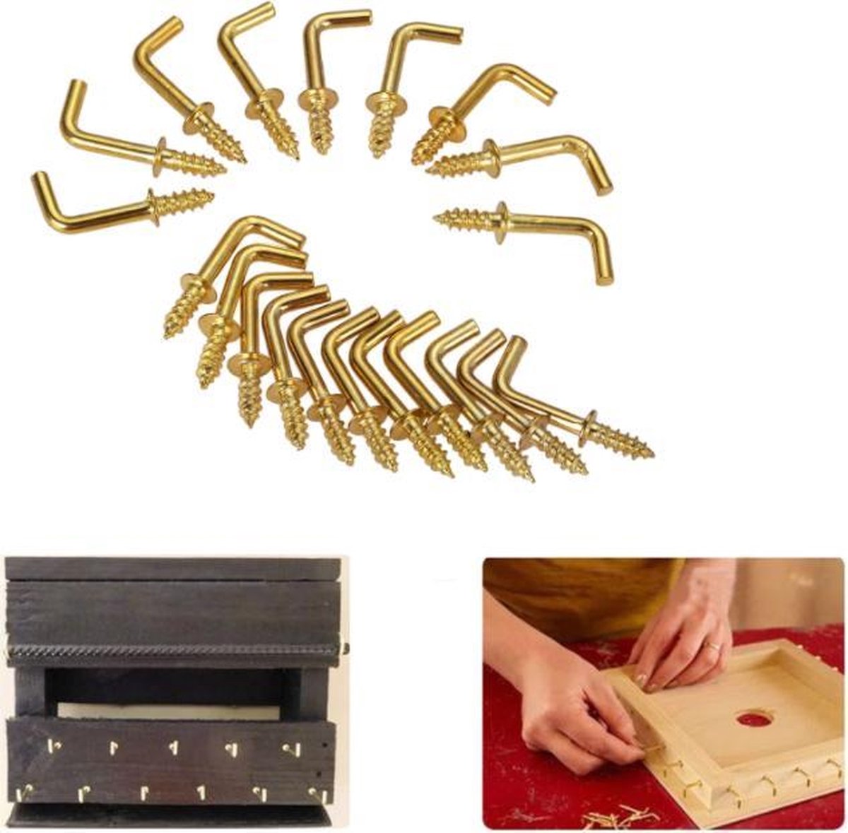 FSW-Products - 10 Stuks - Schroefhaken - Schroef Haak - RVS - Goud - 1 ...