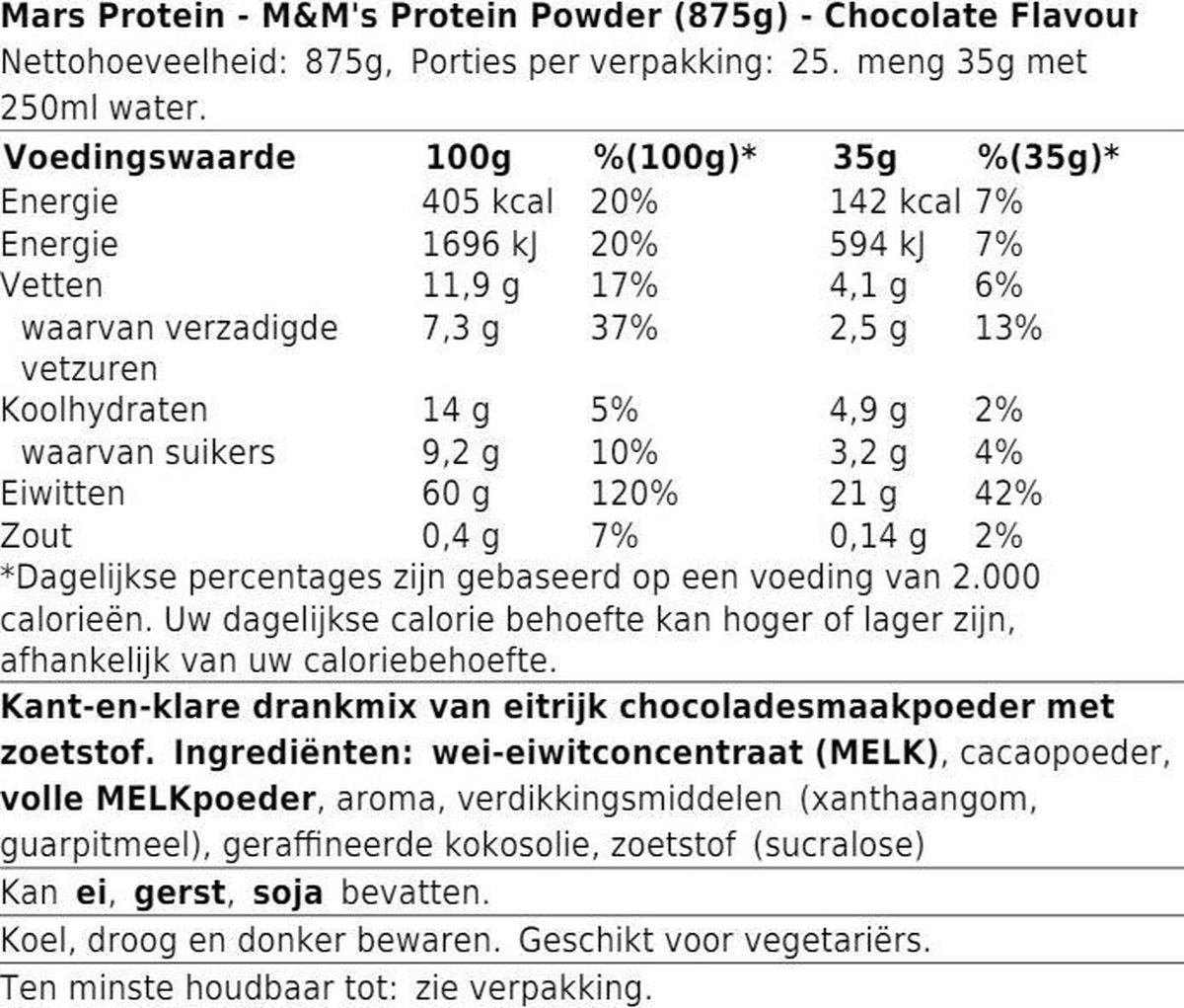 M&M Protein Powder 875gr Chocolate | bol.com