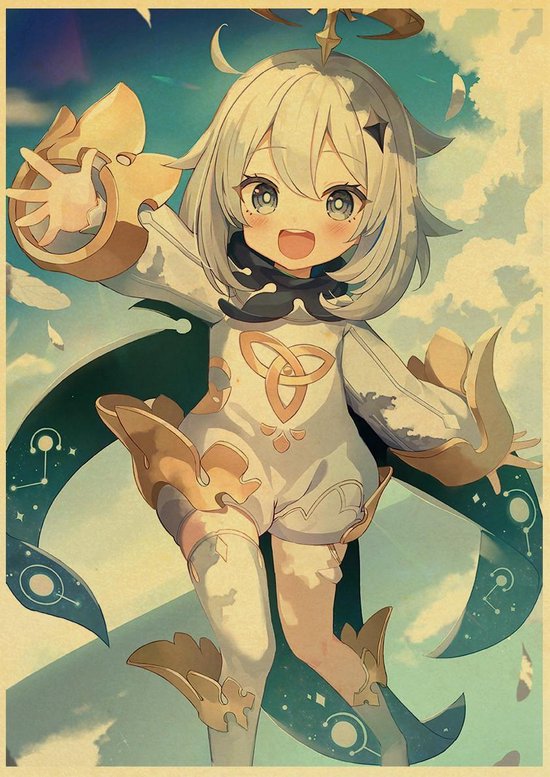 Genshin Impact Paimon Emergency Food Anime Vintage Poster 42x30cm. | bol