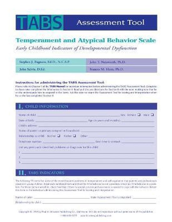 Temperament and Atypical Behavior Scale (TABS) Assessment Tool ...