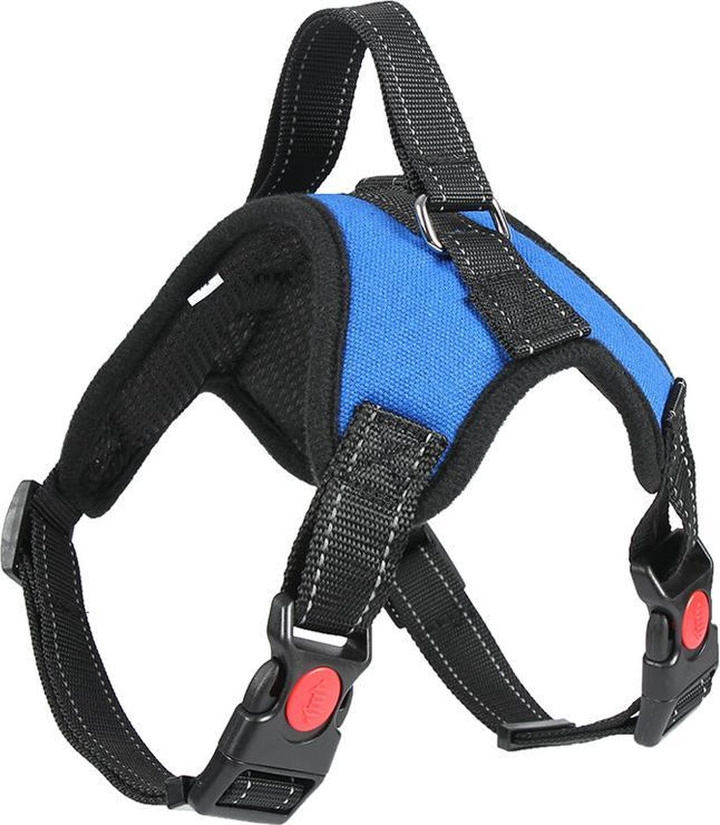 Hondentuigje - Anti-Trek Tuig - Hondenharnas - Reflecterend - Blauw - Maat XL, Borst:... | bol
