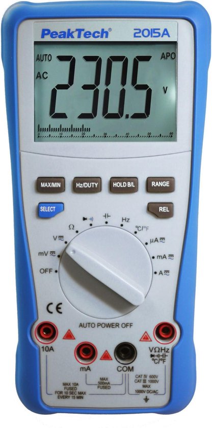 Peaktech 2015A - trms multimeter - 1000V AC/DC - 10A AC/DC - auto range ...