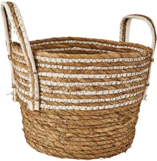 Plantenmand MAND WITTE STREEP - LAAG - Ø25X20 CM Naturel Bruin ...