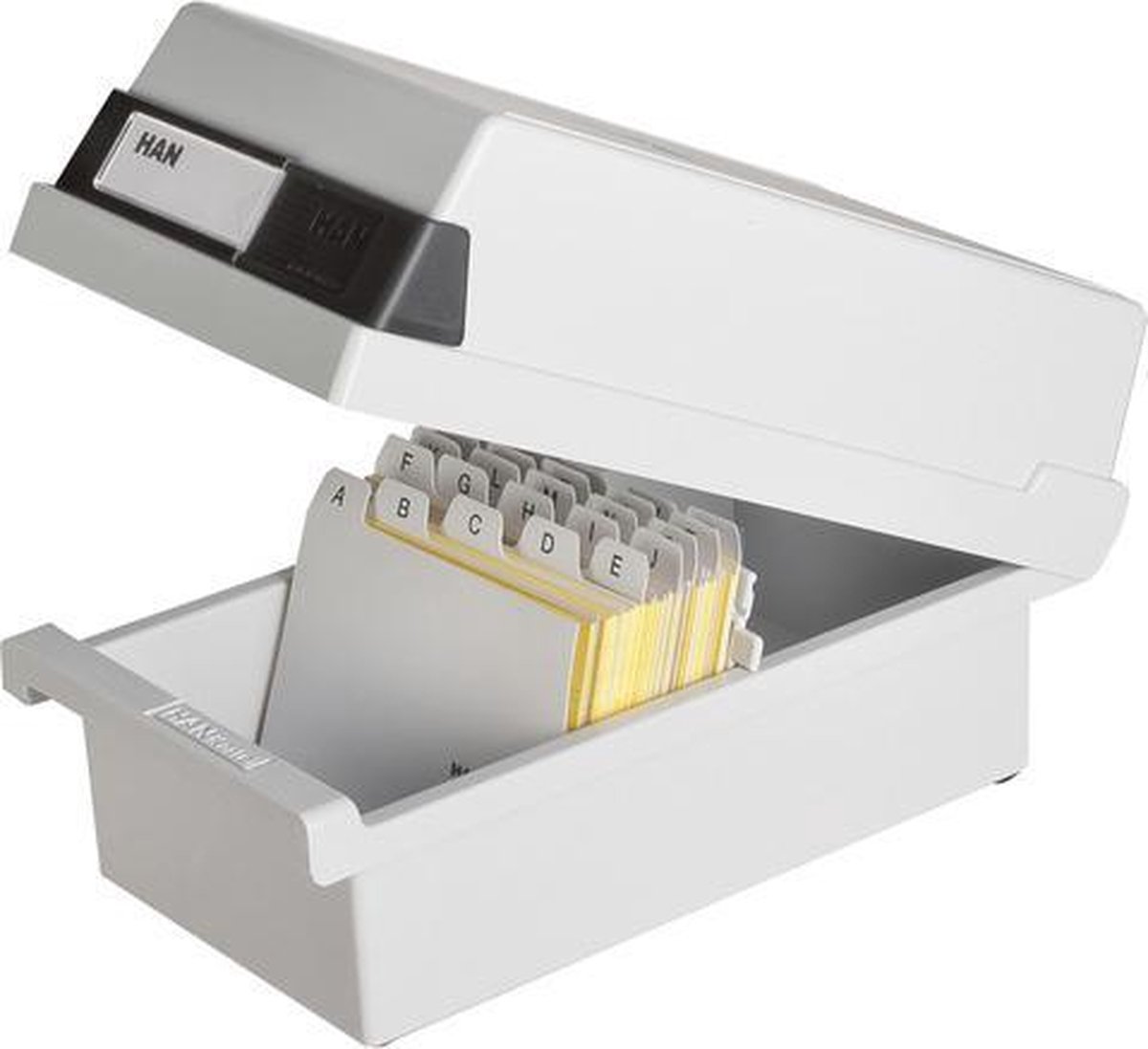 Kaartenbak HAN breed A7 - ± 800 kaarten l.grijs met deks | bol