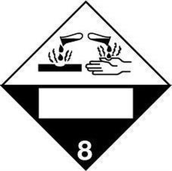 Beschrijfbare ADR klasse 8 sticker bijtende stoffen 300 x 300 mm | bol