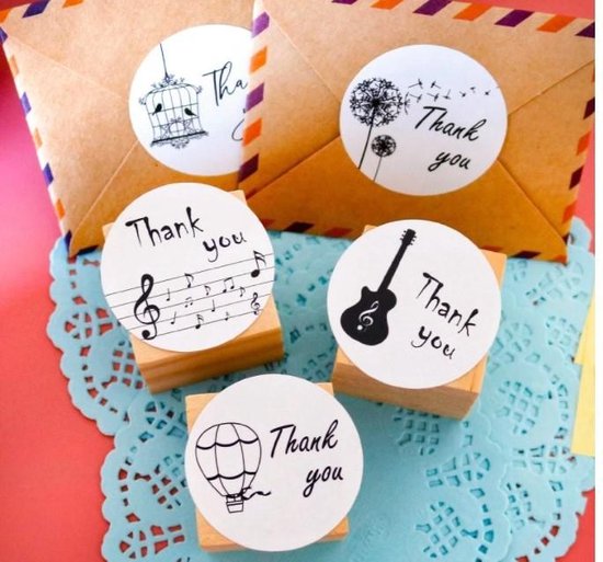 12 Thank You Stickers - Sluitzegel Thank You Met Leuke Tekening ...