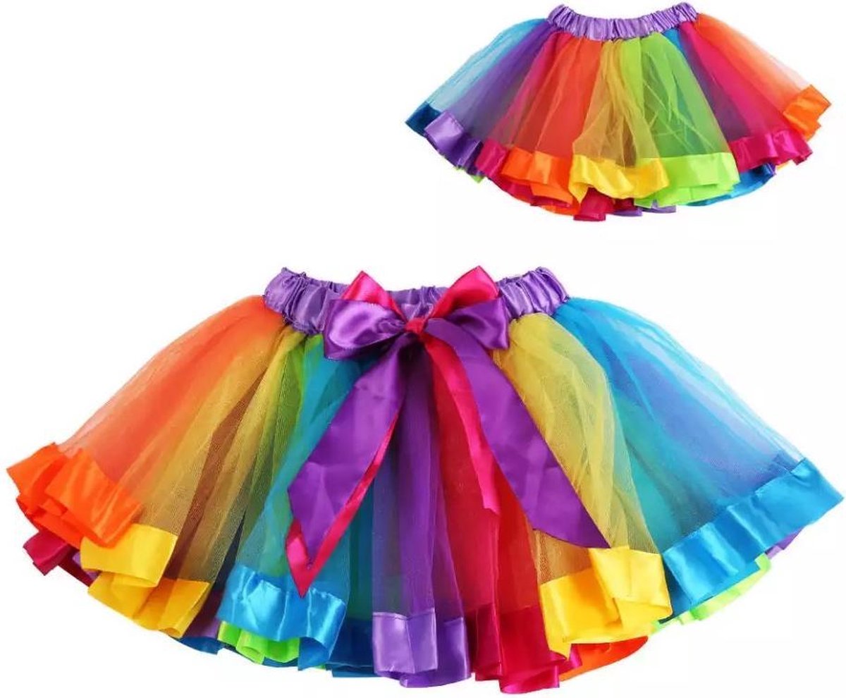 Regenboog tutu rokje - maat 98 104 110 116 - eenhoorn unicorn ballet ...