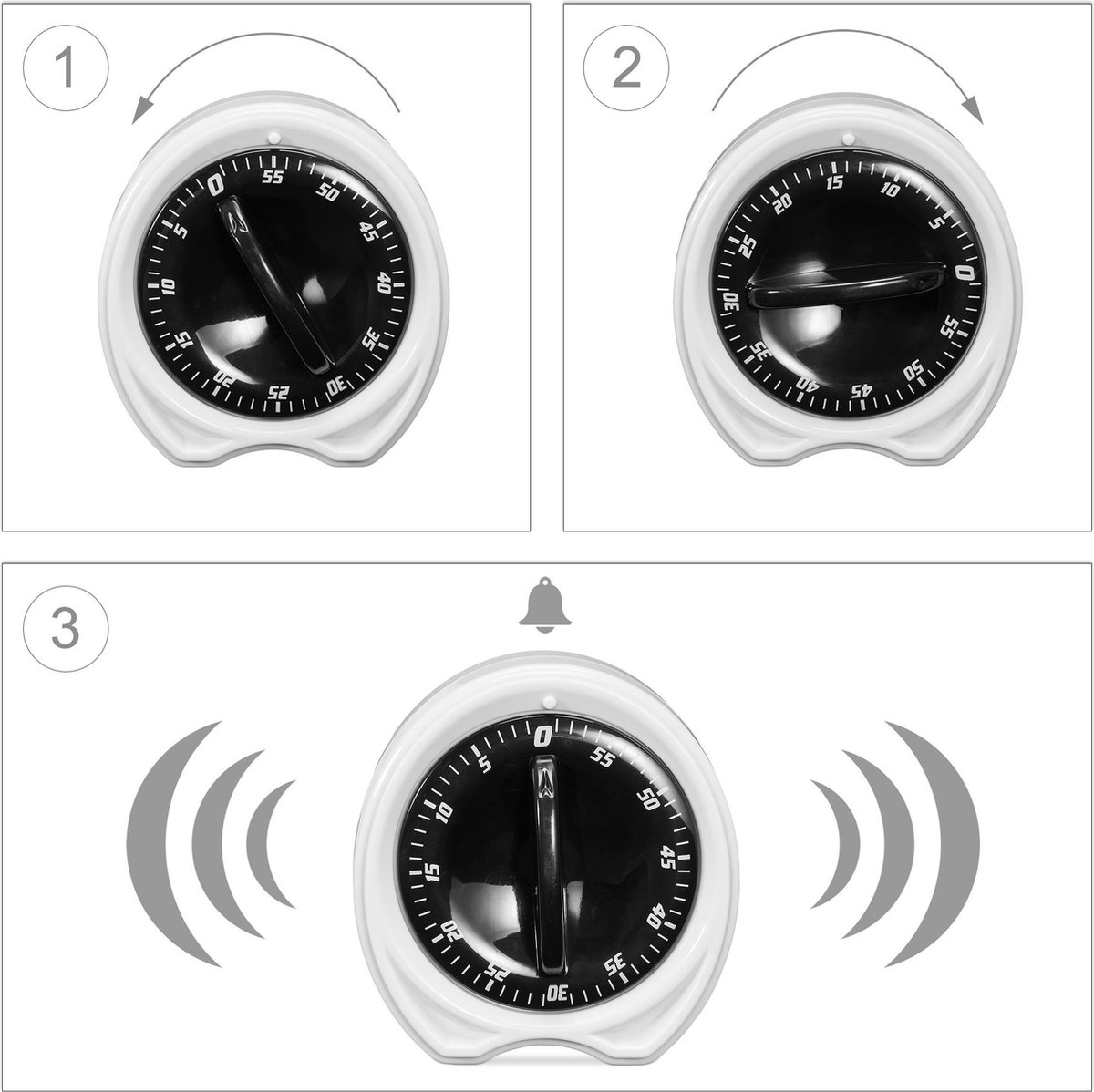 Relaxdays 2 x kookwekker mechanisch - eierwekker - timer keuken ...