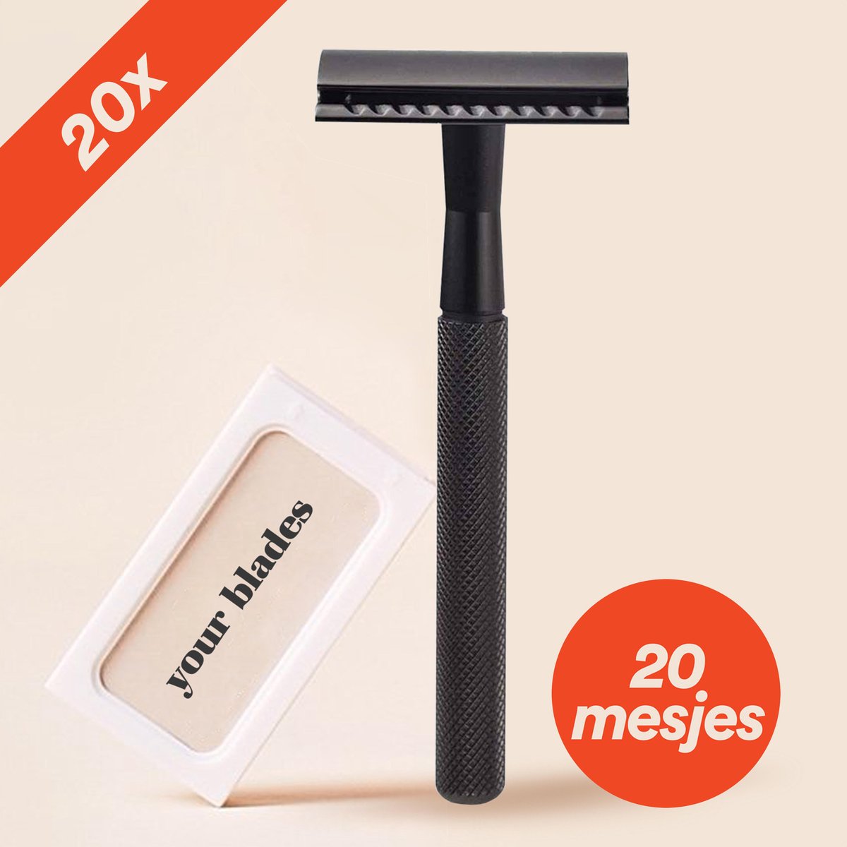 Safety Razor Zwart + 20 Scheermesjes Voor Vrouwen | Zero Waste Duurzaam ...