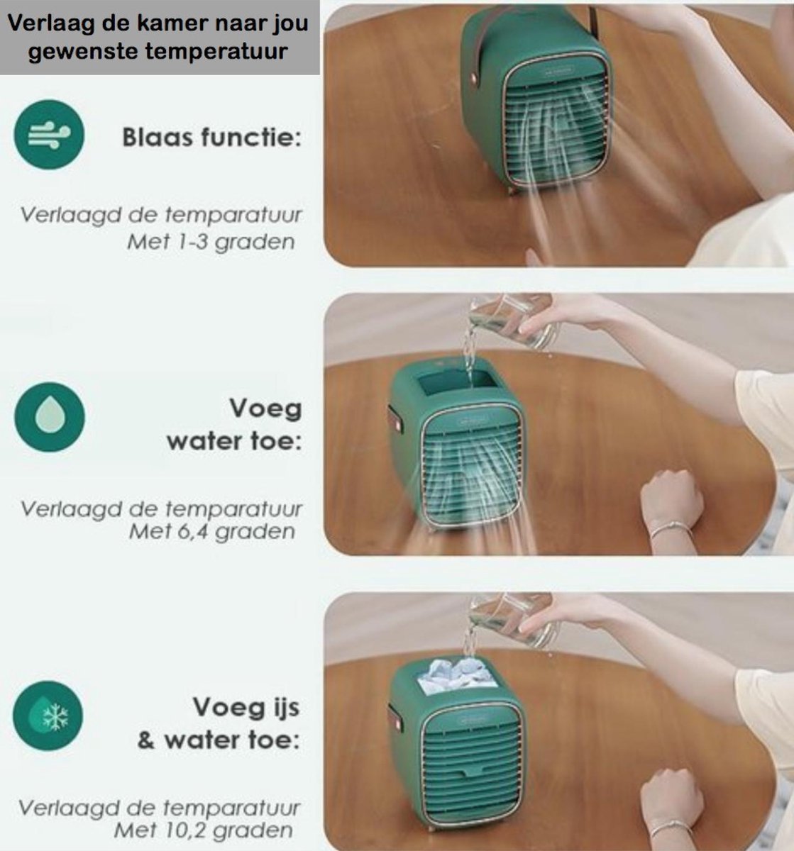 Mini Airco - Mobiele Airco - Luchtkoeler - Airconditioning - Ventilator ...