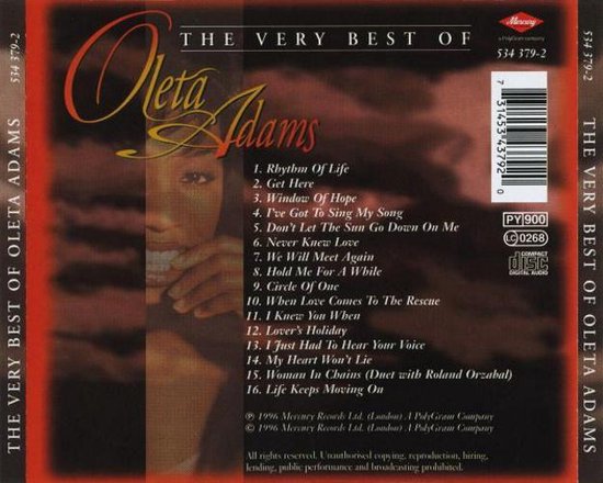 Very Best Of Oleta Adams, Oleta Adams | CD (album) | Muziek | bol