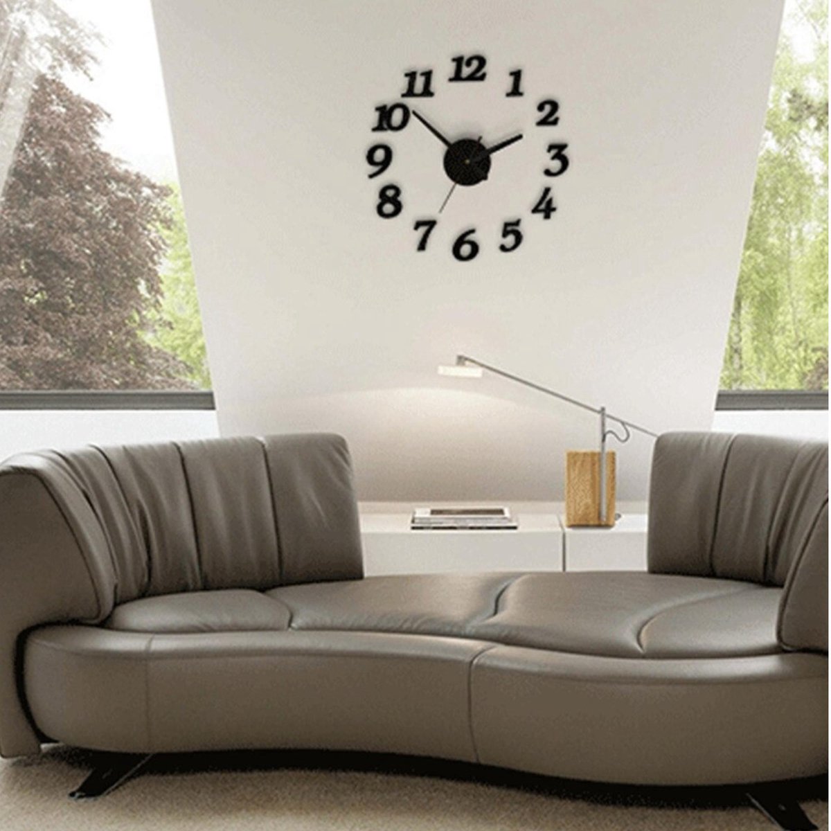Moderne Zwarte Wandklok met losse Cijfers - Sticker 3D klok- Doe het ...