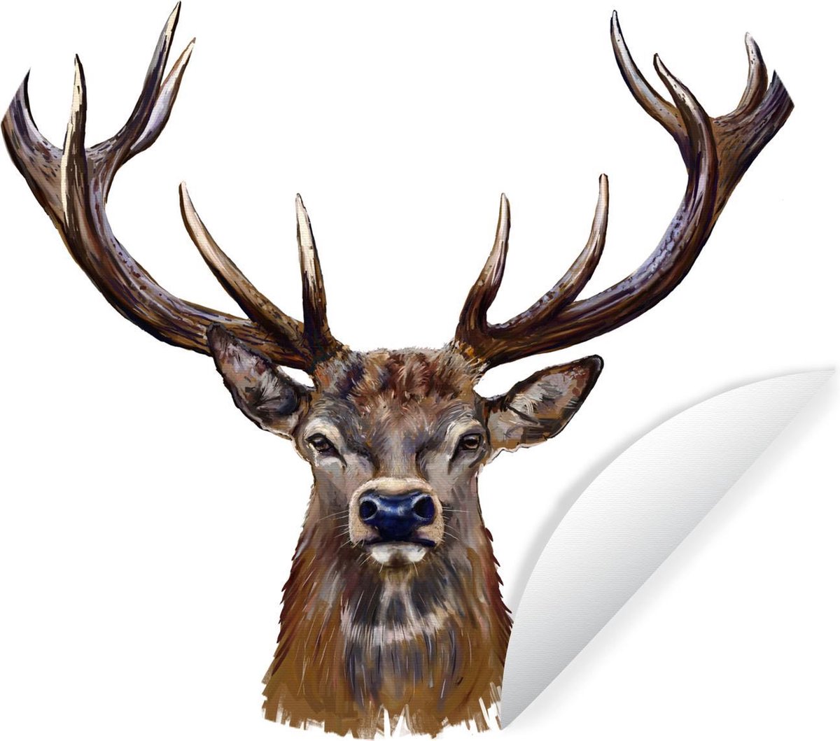 WallCircle - Muurstickers - Behangcirkel - Hert - Gewei - Bruin - Wit ...