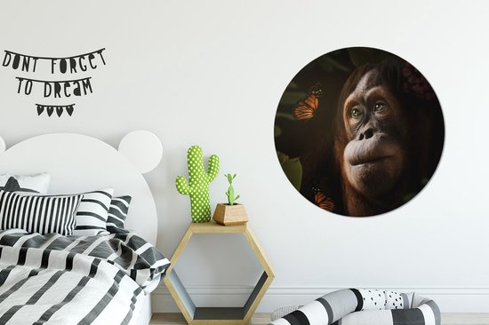 WallCircle - Muurstickers - Behangcirkel - Vlinder - Aap - Jungle - 100x100 cm -... | bol