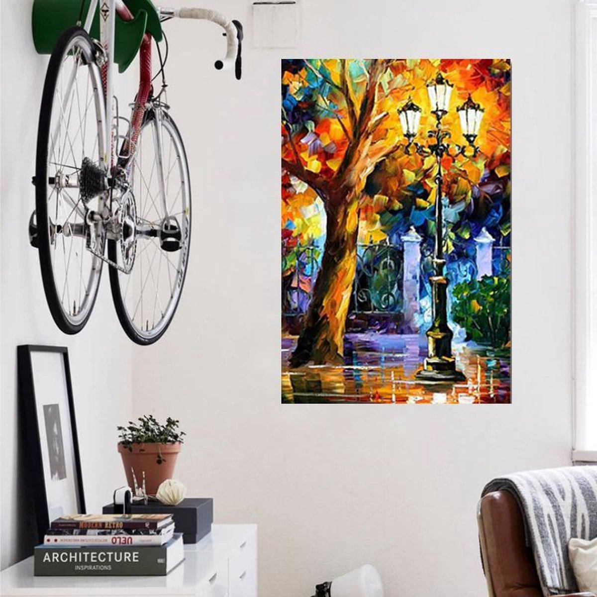 Allernieuwste Canvas Schilderij Abstract Landschap met Straatlantaarn - Abstract... | bol.com