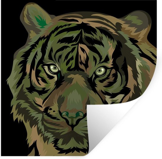 Muurstickers - Sticker Folie - Tijger - Kop - Groen - 50x50 cm - Plakfolie -... | bol